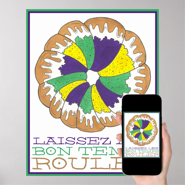 Laissez Les Bon Temps Rouler Mardi Gras King Cake Poster | Zazzle.nl