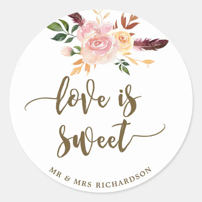 Liefde is lief bruiloft bruids gunst sticker | Zazzle.nl