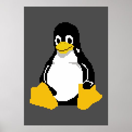 Linux Mascot | Linux-pinguïn | Tux in Pixel Art Poster | Zazzle.nl