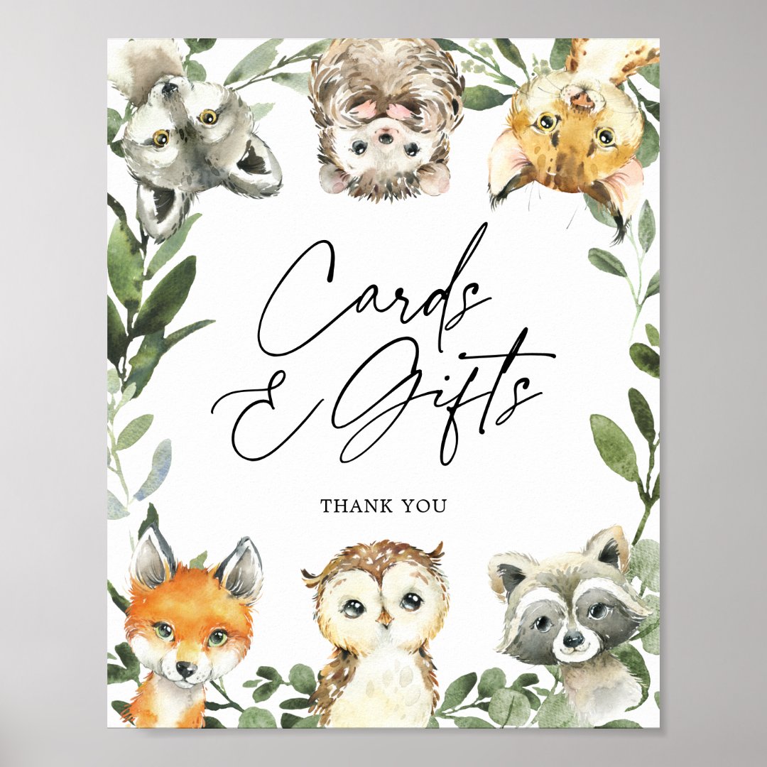 Little Woodland Baby shower Cards and Gifts Sign Poster | Zazzle.nl