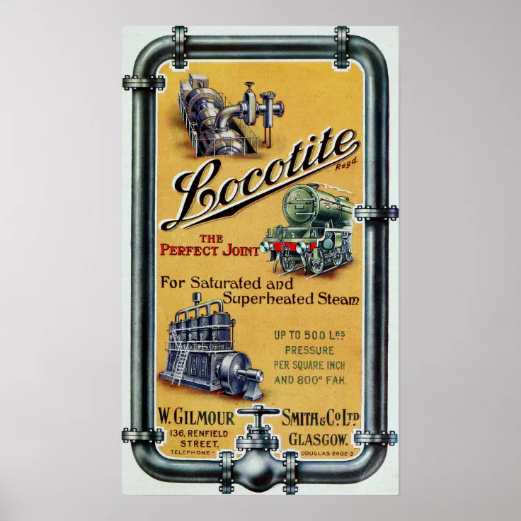 Locotite Steam Engine Advertisement Poster | Zazzle.nl