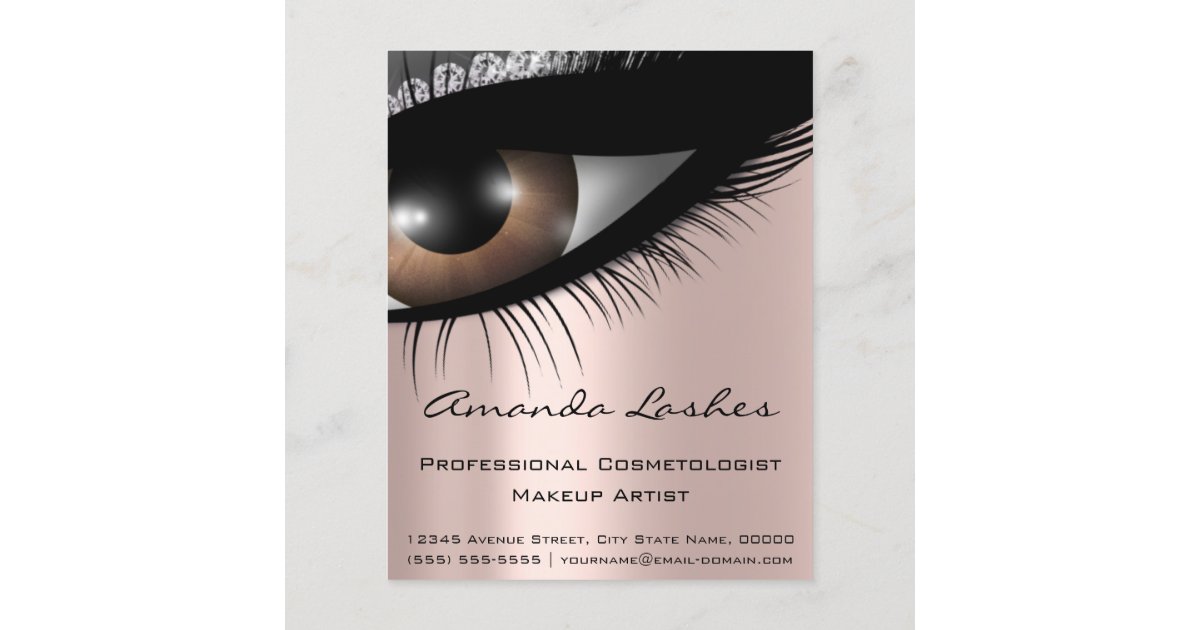 Makeup Eyelashes Beauty Salon Gray Roos Diamond Flyer | Zazzle.nl