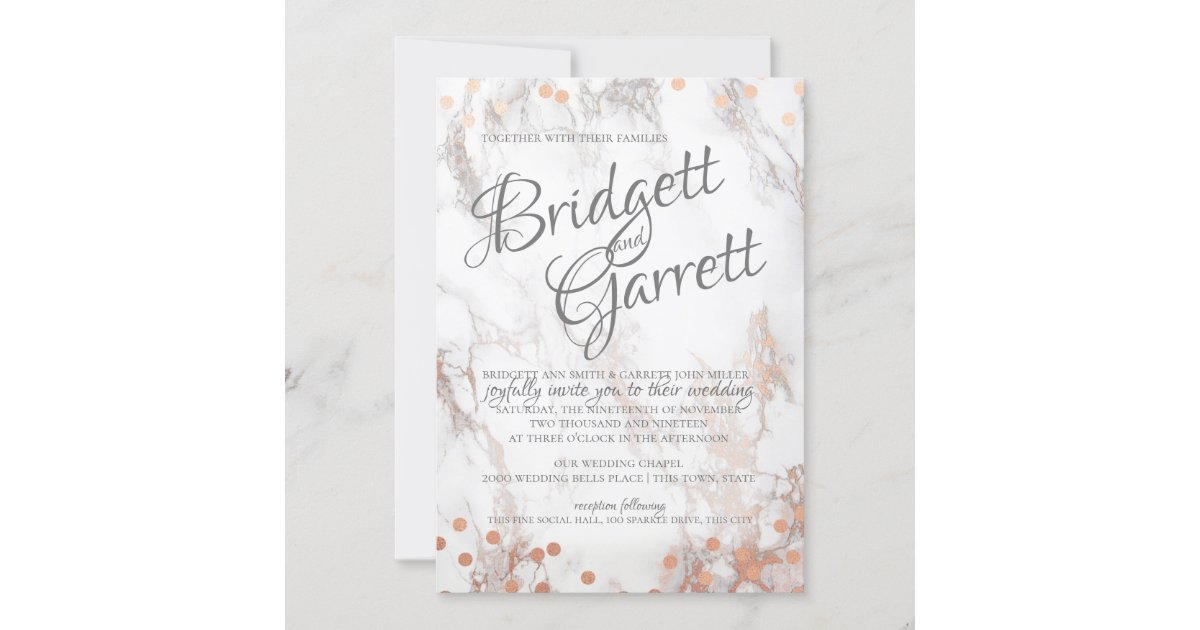 Marmer en Roos Gold Sparkle Wedding Kaart | Zazzle.nl