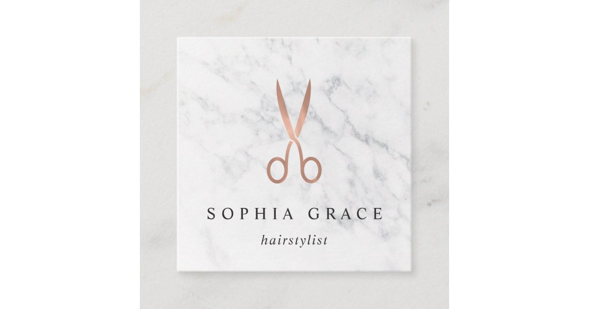 Marmer & Roos Gold Scissors Logo Haarstylist Vierkante Visitekaartje ...