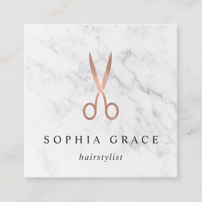 Marmer & Roos Gold Scissors Logo Haarstylist Vierkante Visitekaartje ...
