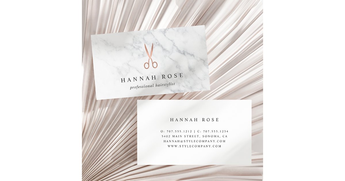 Marmer & Roos Gold Scissors Logo Haarstylist Visitekaartje | Zazzle.nl