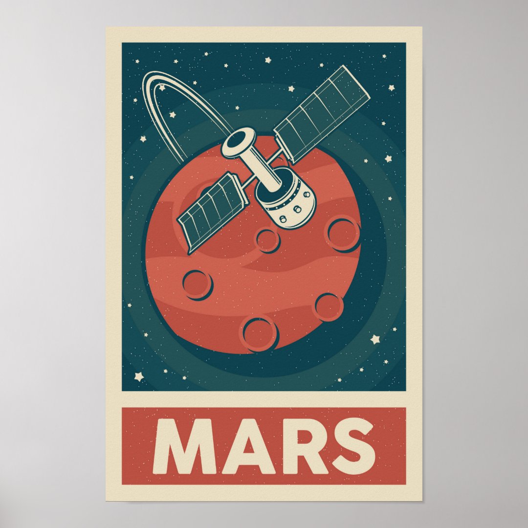 Mars Retro Galaxy Satellite Poster | Zazzle.nl