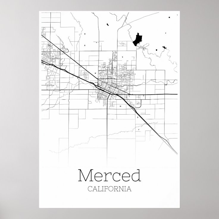 Merced Map - California - City Map Poster | Zazzle.nl