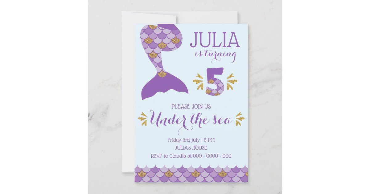 Mermaid Birthday Invitation Mermaid Number 5 Kaart | Zazzle.nl