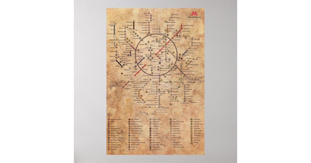 Metro 2033 - Aged Map Poster | Zazzle.nl