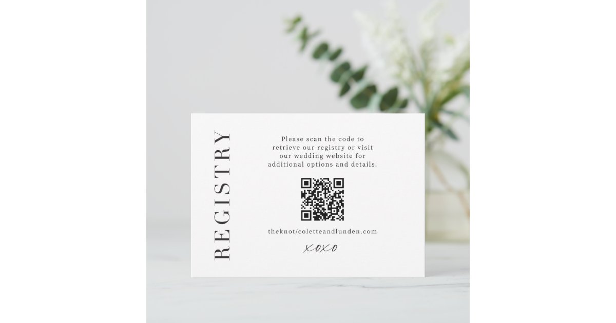 Moderne cadeauregistratie-insluiting Wedscan QR Informatiekaartje ...