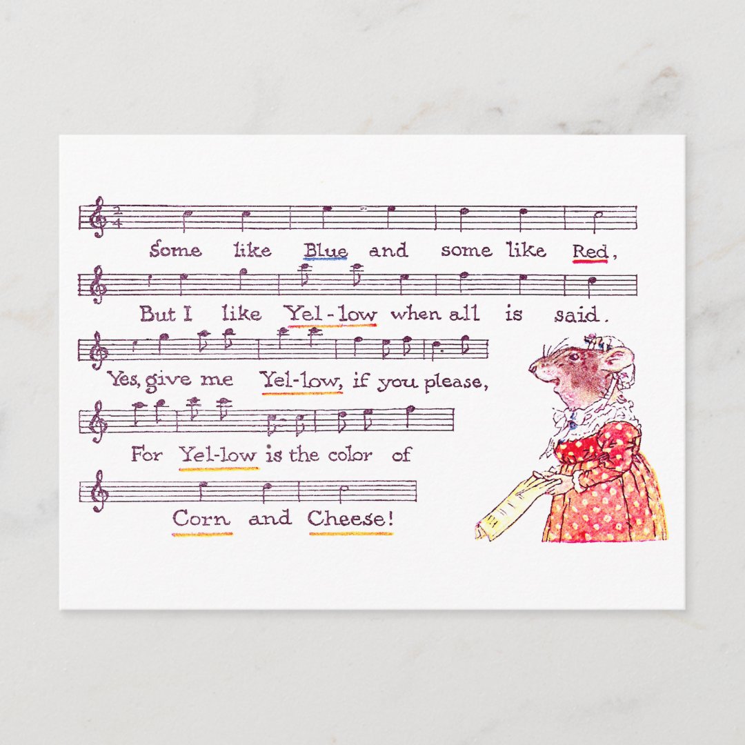 Muiszong bij het gedicht van gele kaas briefkaart | Zazzle.nl