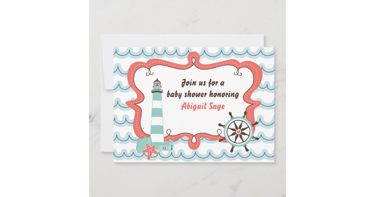 Nautical Lighthouse Neutral Baby shower Invitation Kaart | Zazzle.nl