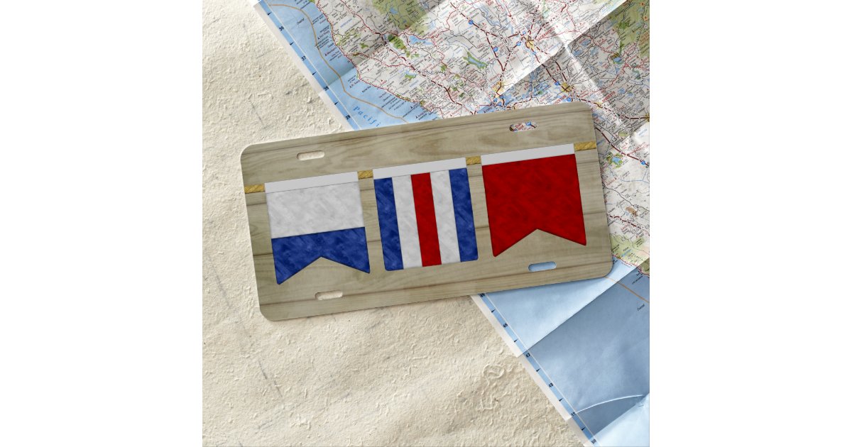 Nautisch maritiem vlagmonogram | Licht hout Nummerplaat | Zazzle.nl
