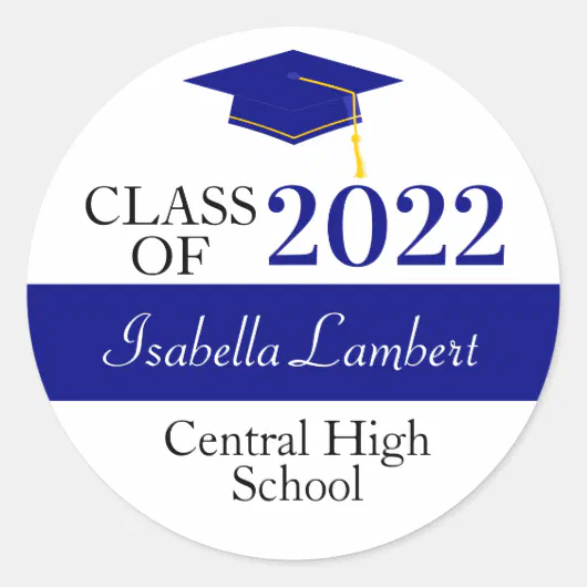 Navy Blue Graduation Party voor liefhebbers Ronde Sticker | Zazzle.nl
