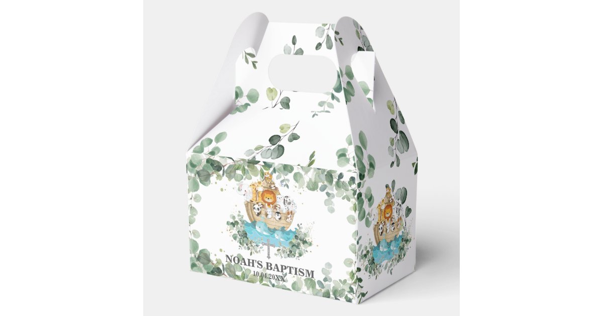 Noah's Ark Greenery doop 1e verjaardag Baby Bedankdoosjes | Zazzle.nl