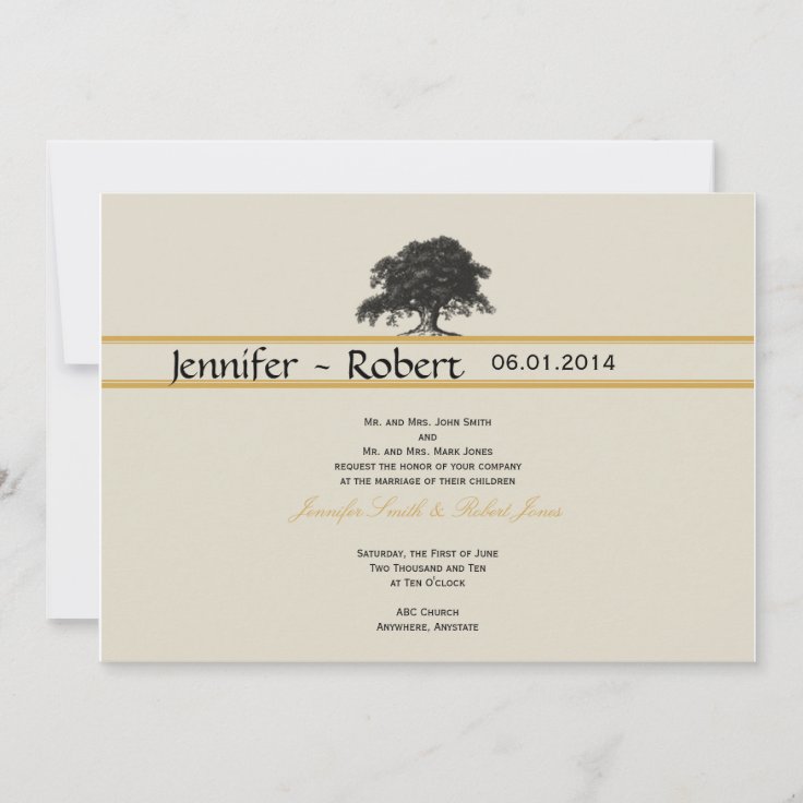 Oak Tree Plantation in Gold Wedding Invitation Kaart | Zazzle.nl