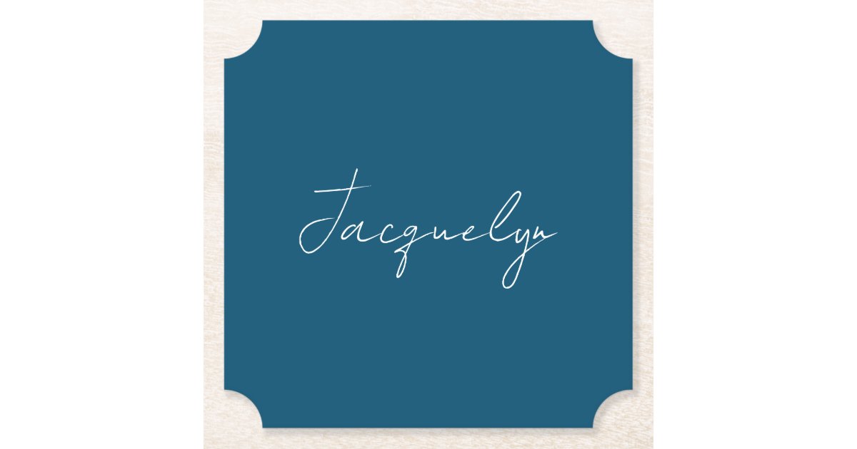 Ocean Blue Plain Elegant Modern Minimalist Name Kartonnen Onderzetters ...