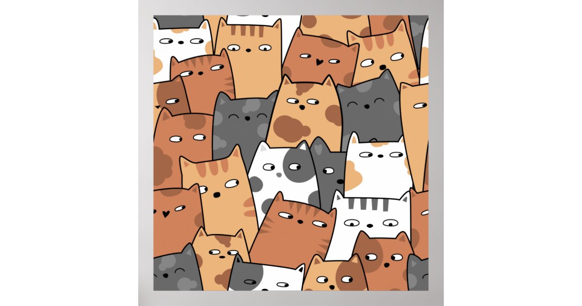 ontwerp van geïllustreerde katten poster | Zazzle.nl