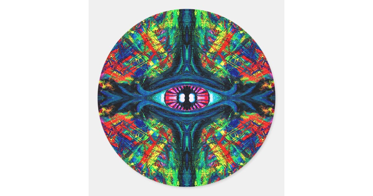 Oogverdraaiing en trippy schilderen ronde sticker | Zazzle.nl