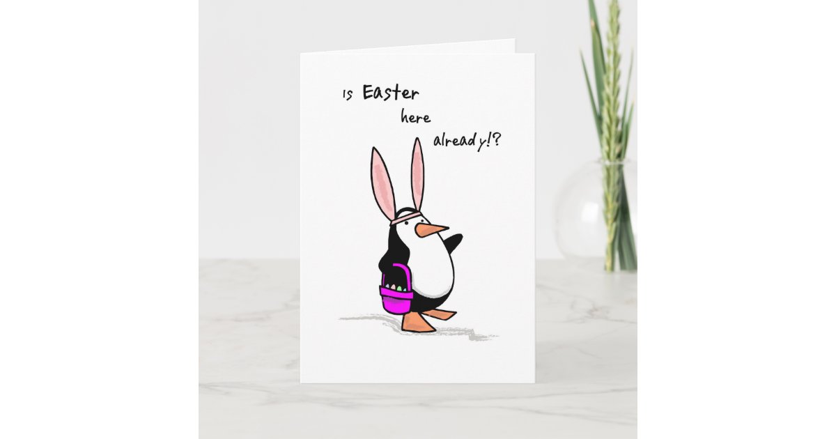 Paashaas oren pinguïn, Humor Feestdagen Kaart | Zazzle.nl