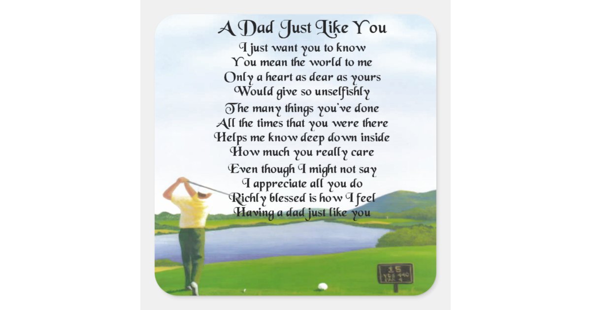 Papa Poem - Golf Design Vierkante Sticker | Zazzle.nl