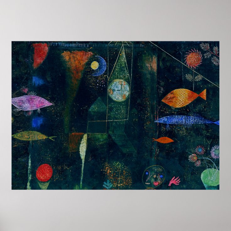 Paul Klee Fish Magic Abstract schilderen Grafisch Poster | Zazzle.nl