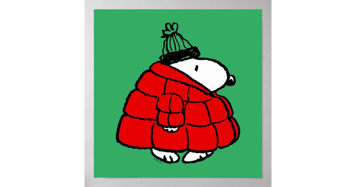 Peanuts | Snoopy Red Puffer Jacket Poster | Zazzle.nl