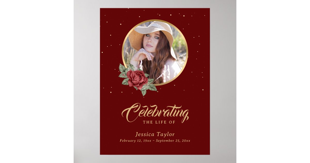 Persoonlijke Rode begrafenis foto Welkomstteken Poster | Zazzle.nl