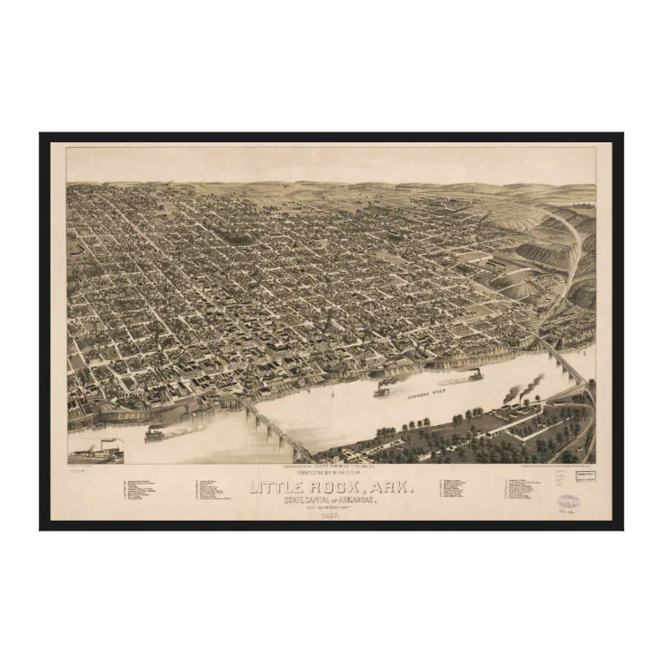 Perspective Map of Little Rock, Arkansas (1887) Canvas Afdruk | Zazzle.nl