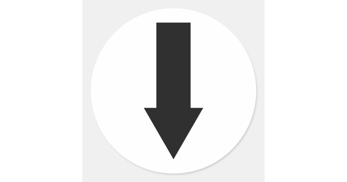 pictogram voor zwarte pijl omlaag ronde sticker | Zazzle.nl