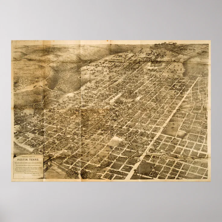 Pictorial Map of Austin Texas (1890) Poster | Zazzle.nl