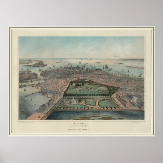 Pictorial Map of Boston MA (1850) Poster | Zazzle.nl