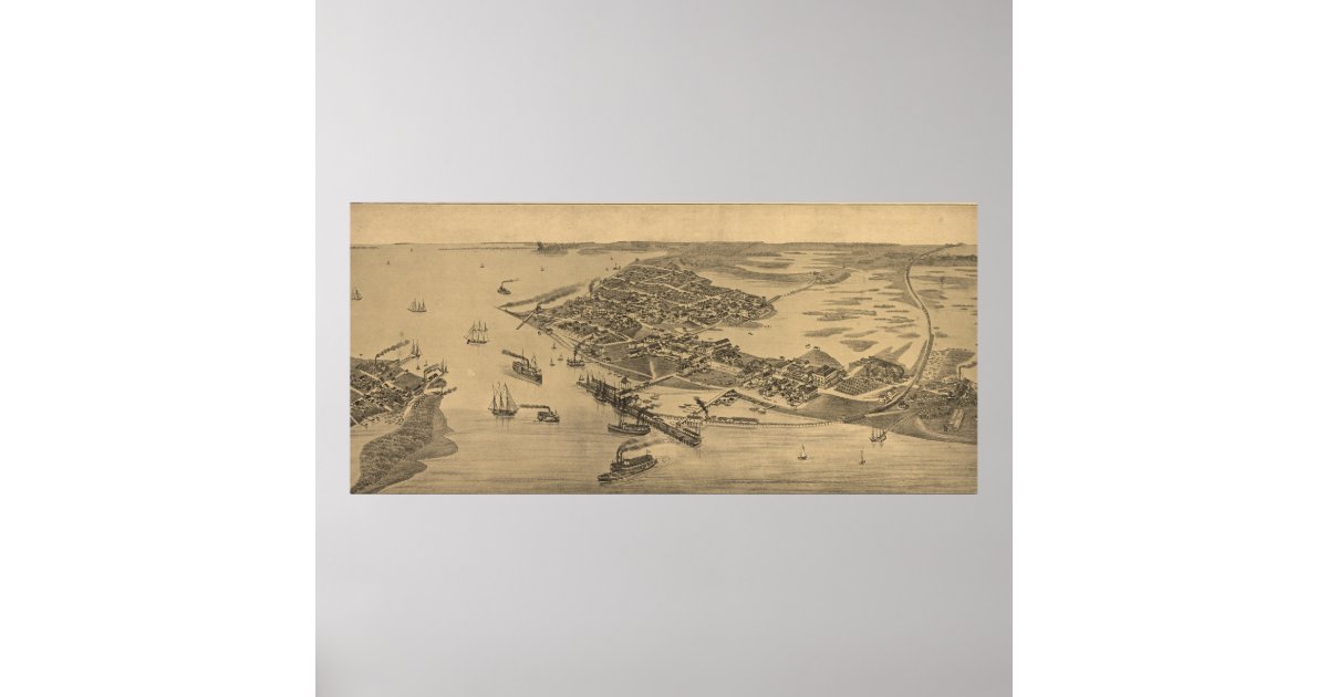 Pictorial Map of Cedar Key FL (1884) Poster | Zazzle.nl