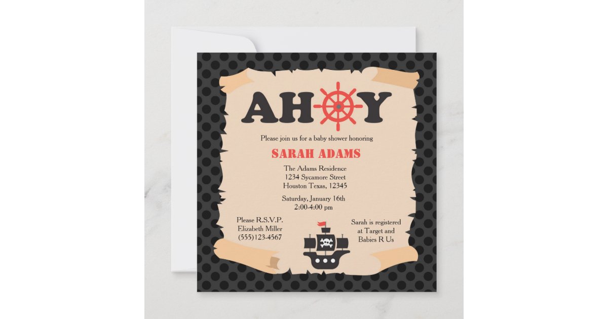 Pirate Ship Ahoy Baby shower Invitation Kaart | Zazzle.nl