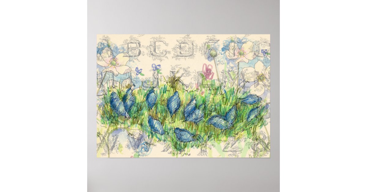 Quail Foraging Alphabet Collage Poster | Zazzle.nl