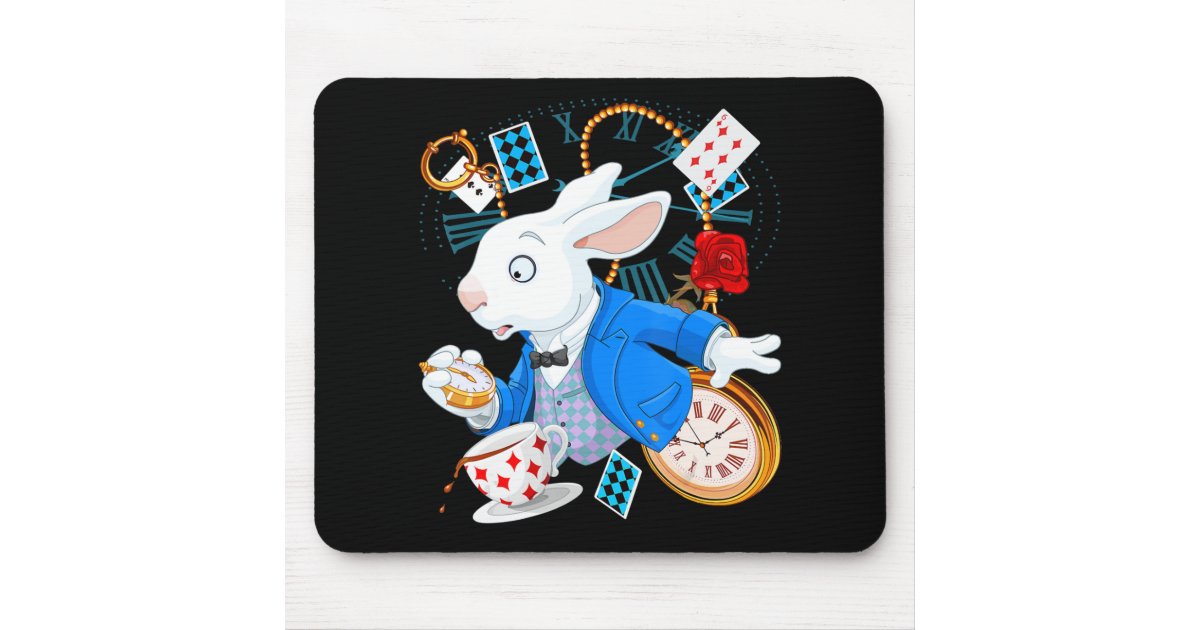 Rabbit Gift | Alice in Wonderland - witte konijn Muismat | Zazzle.nl