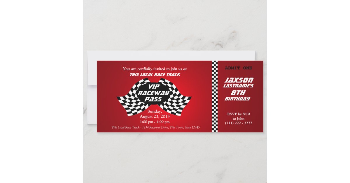 Race Track Pass Birthday Ticket Kaart | Zazzle.nl