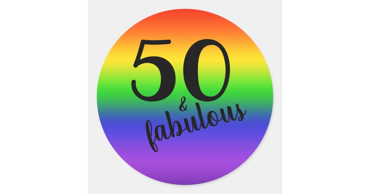 Rainbow 50th and Fabulous 50th Birthday Party Ronde Sticker | Zazzle.nl