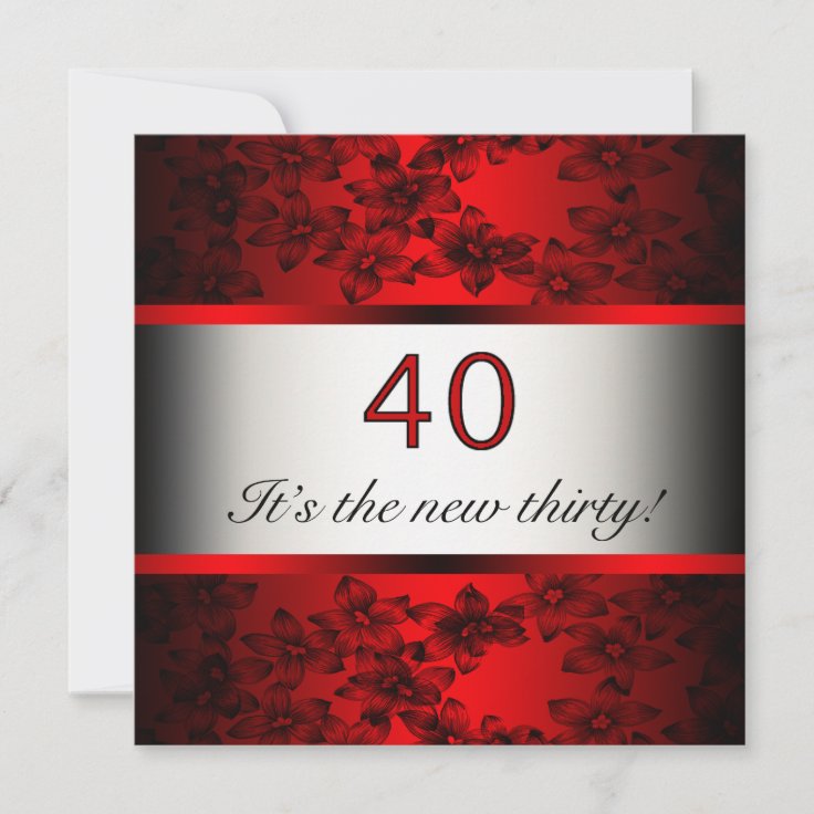 Red 40th Birthday Party Invitation Kaart | Zazzle.nl