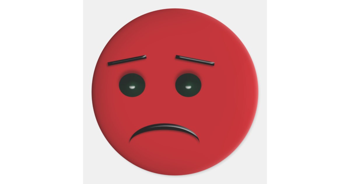 Red Frowny Face Ronde Sticker | Zazzle.nl