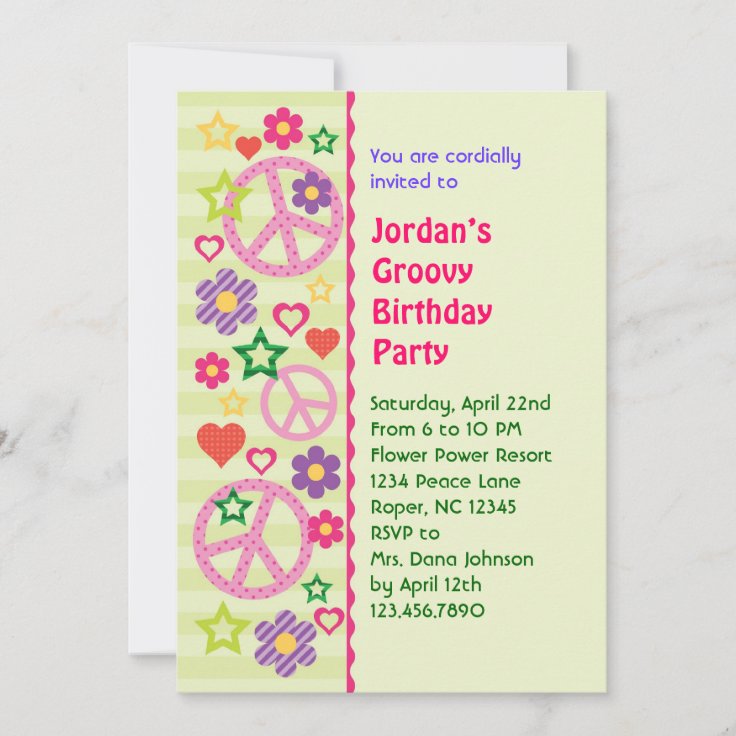Retro Groovy Birthday Party Invitation Kaart | Zazzle.nl