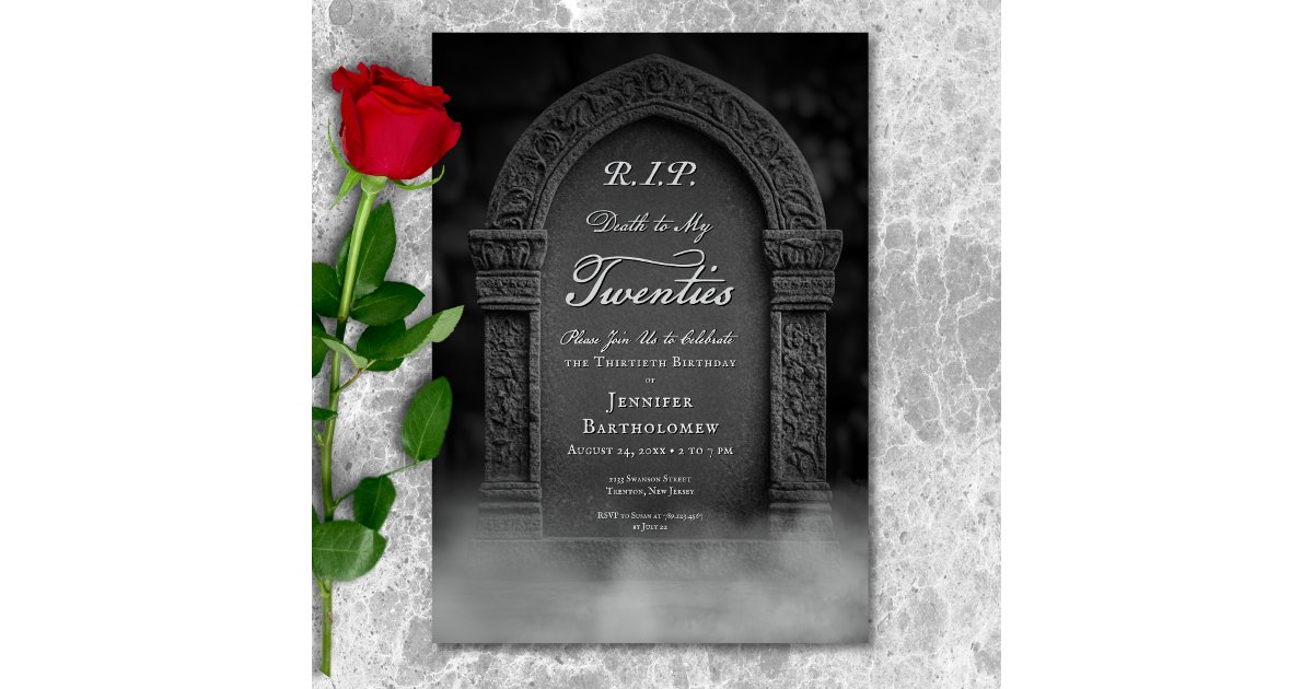 RIP Dood aan mijn 20e Verjaardagsuitnodiging Graf Kaart | Zazzle.nl