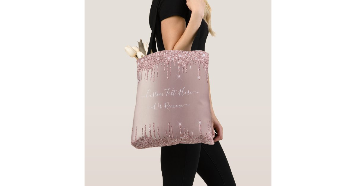 Roos Gold Blush glitter Sparkle Drift Custom Text Tote Bag | Zazzle.nl