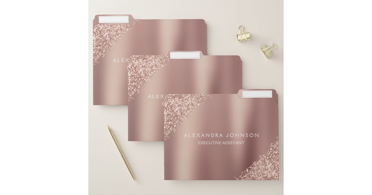 Roos Gold Glitter | Blush Pink Sparkle Glitter Documentenmap | Zazzle.nl