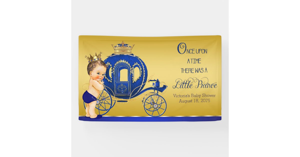 Royal Blue Gold Prince Carriage Baby shower Spandoek | Zazzle.nl