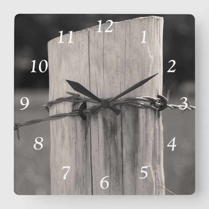 Rural Fence Post Square Clock Vierkante Klok | Zazzle.nl