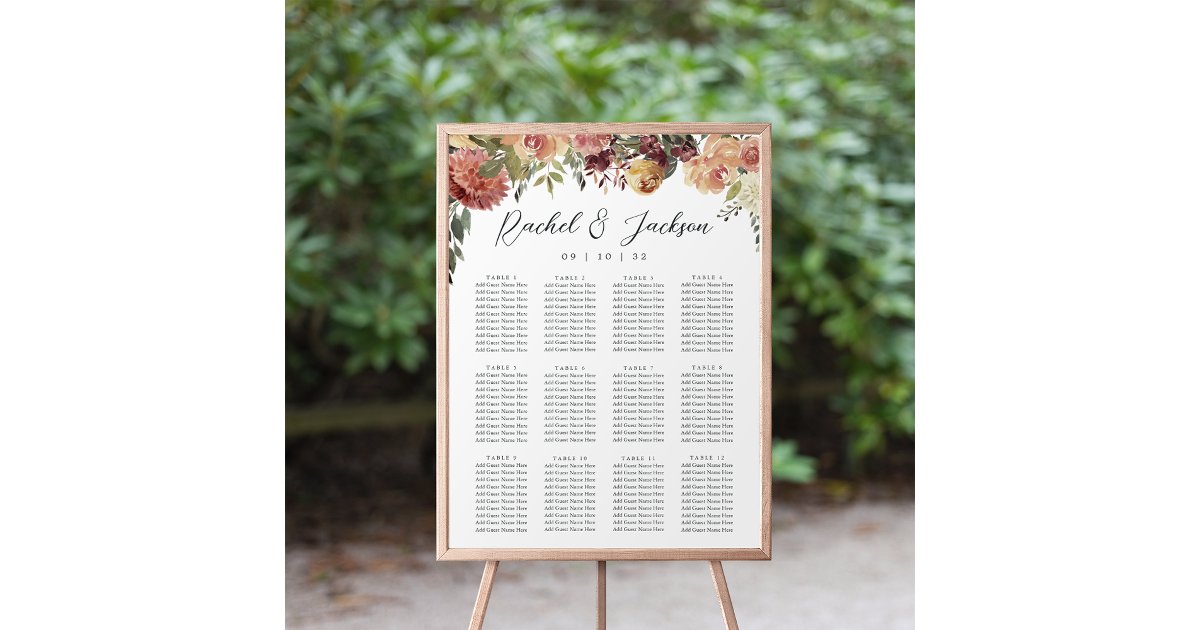 Rustic Bloom Floral Wedding Seating Chart Poster | Zazzle.nl