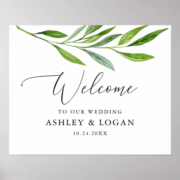 Rustic Greenery Calligraphy Wedding Welcome Poster | Zazzle.nl