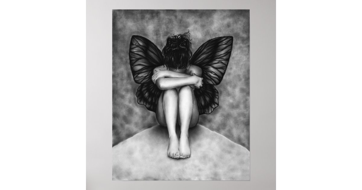 Sad Butterfly Girl Poster | Zazzle.nl